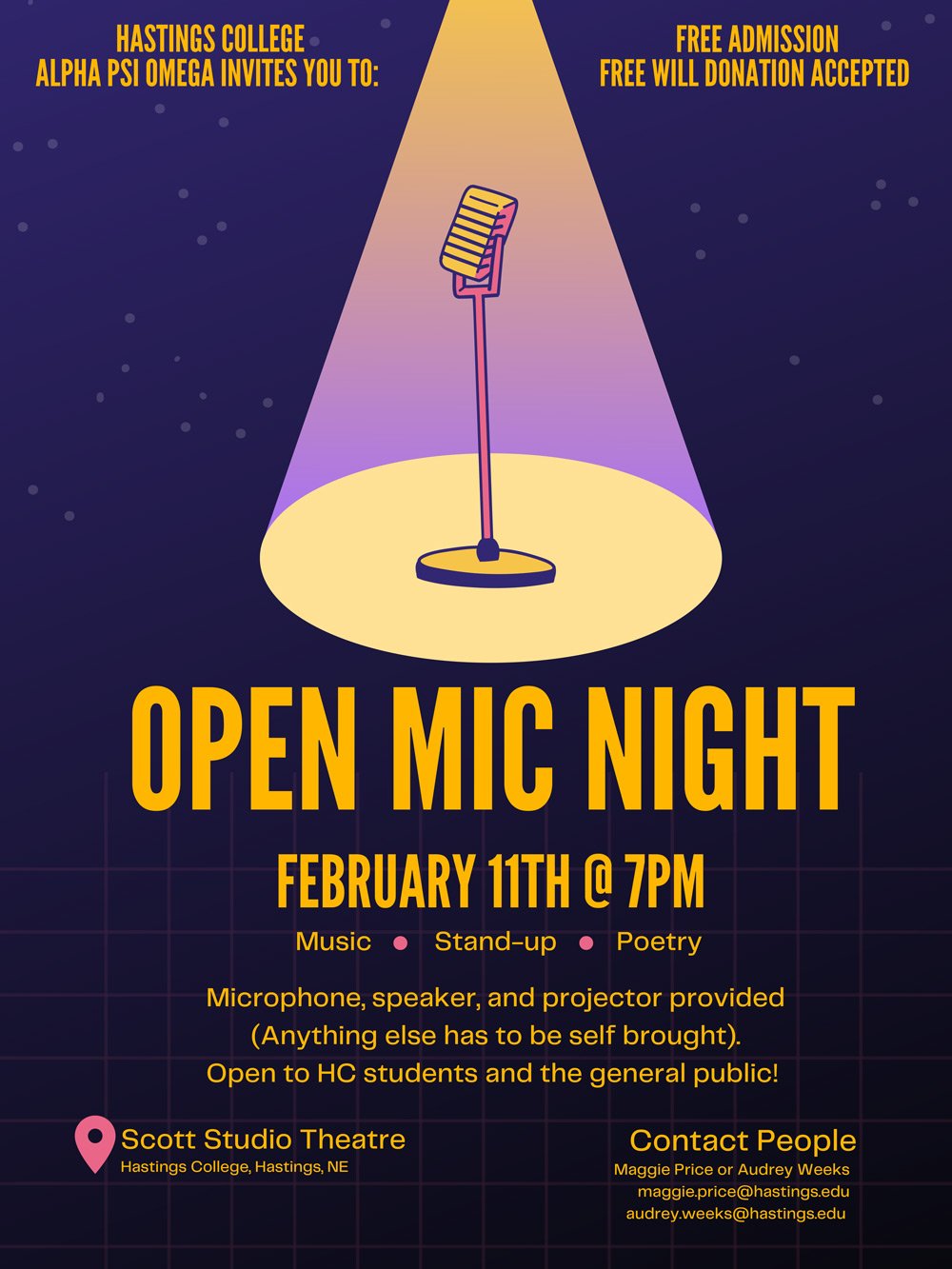 APO open mic night set for February 11 - Hastings College